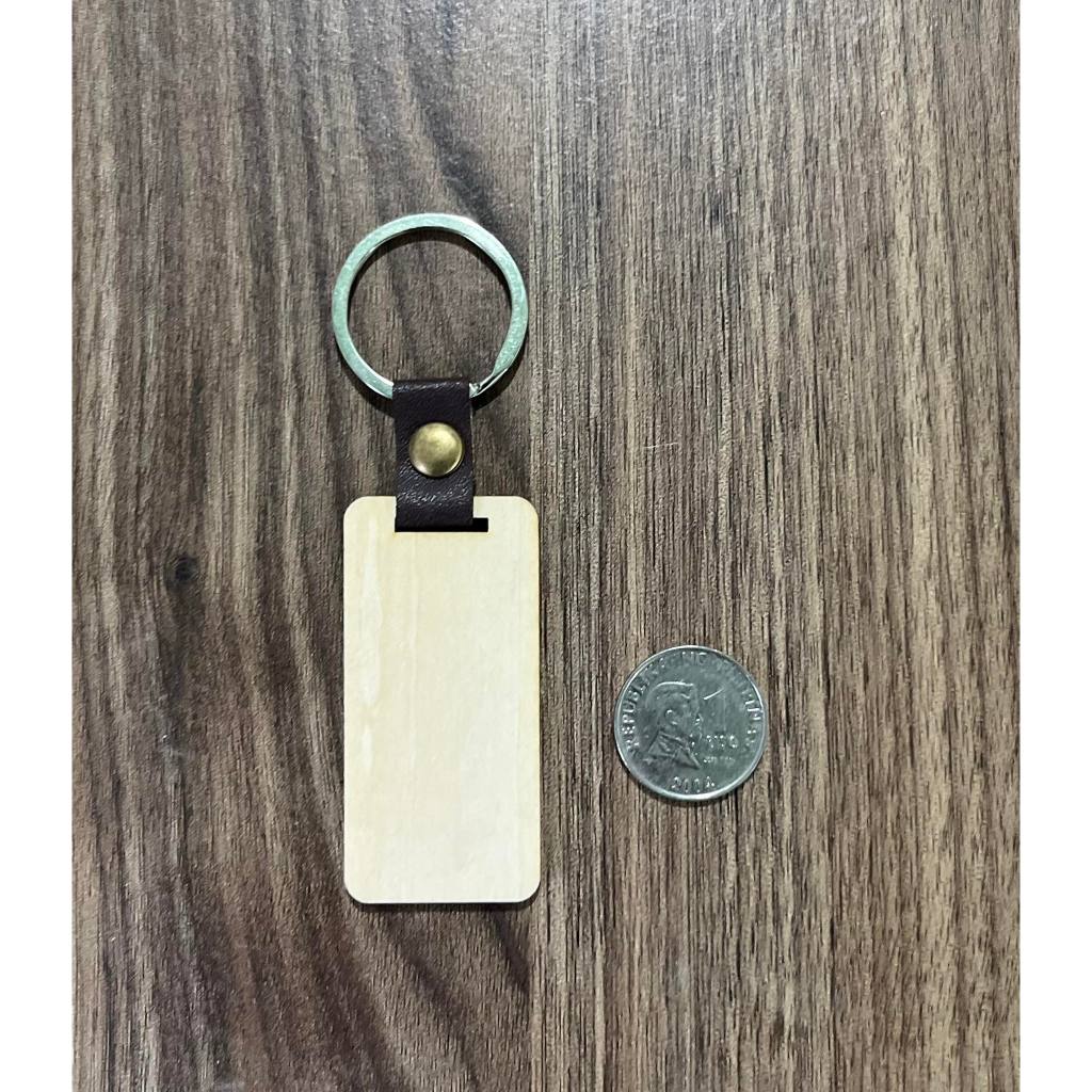 Wooden keychain with leather accent for personalized engraving keychain blanks BASSWOOD keychain ...