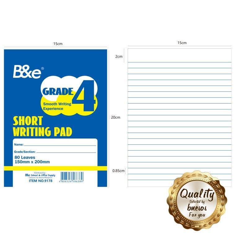 bnesos Stationary School Supplies Writing Pad Grade 1,2,3,4 Paper 80 ...