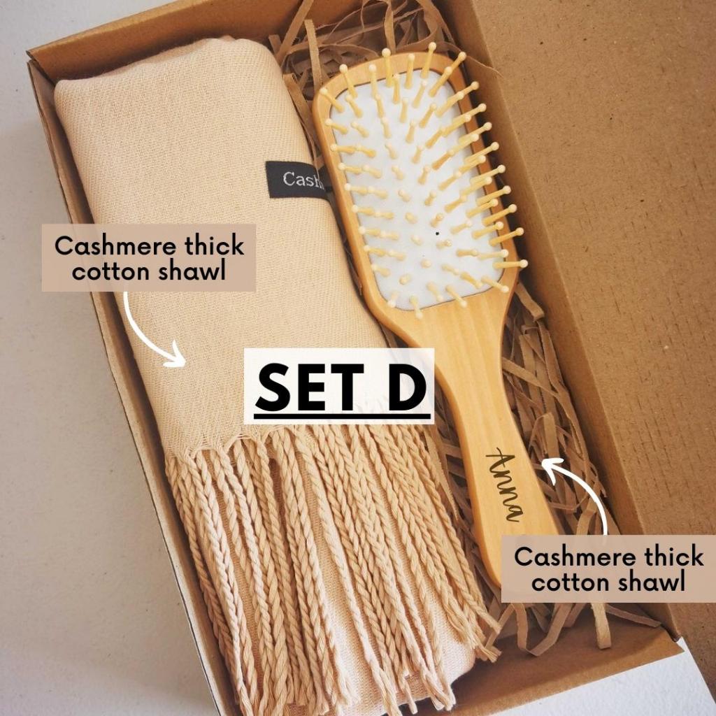 Personalized gift set hair brush mirror shawl pouch for wedding ...