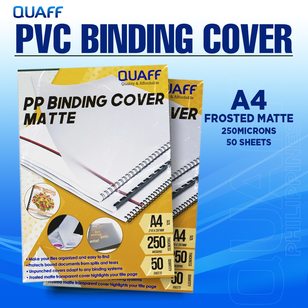 QUAFF 250mic PVC Binding Cover Frosted Matte A4 Size (50sheets) | Shopee Philippines