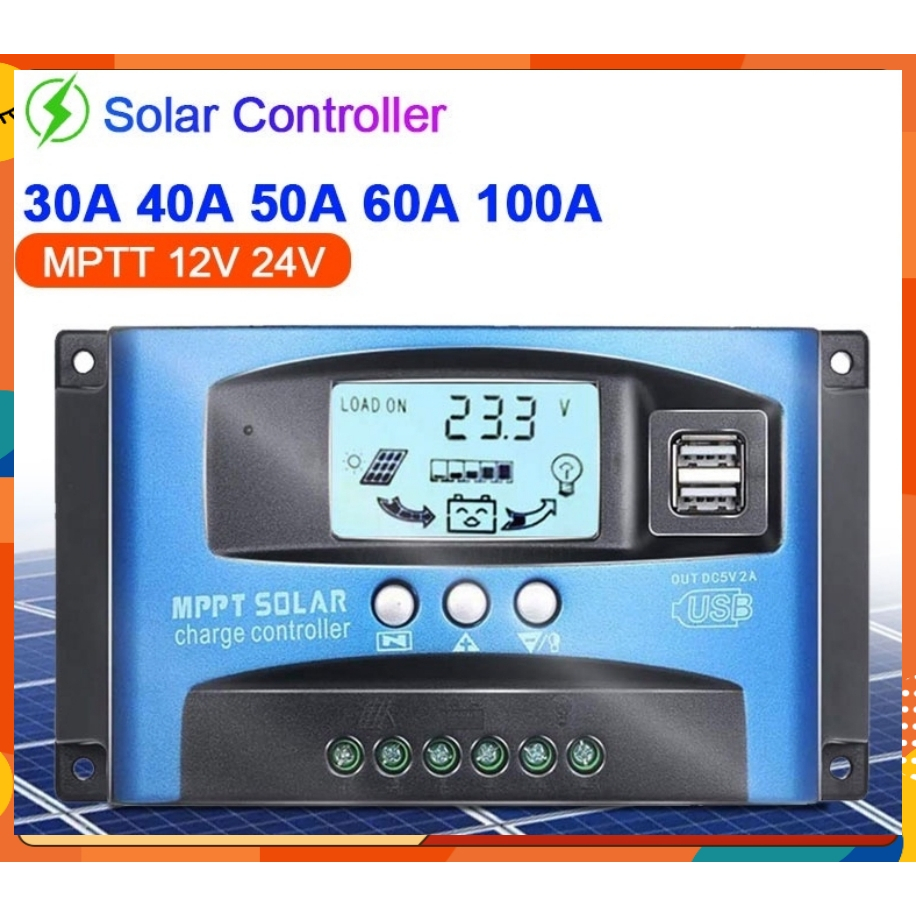 Mppt Solar Charge Controller 100a 60a 50a 40a 30a Power Dual USB Lcd Display | Shopee Philippines