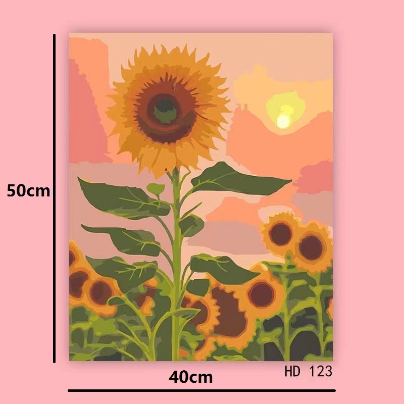 【30X30cm/ 40×50cm with frame】DIY Digital Oil Painting Paint By Numbers on Canvas Flowers Wall ...