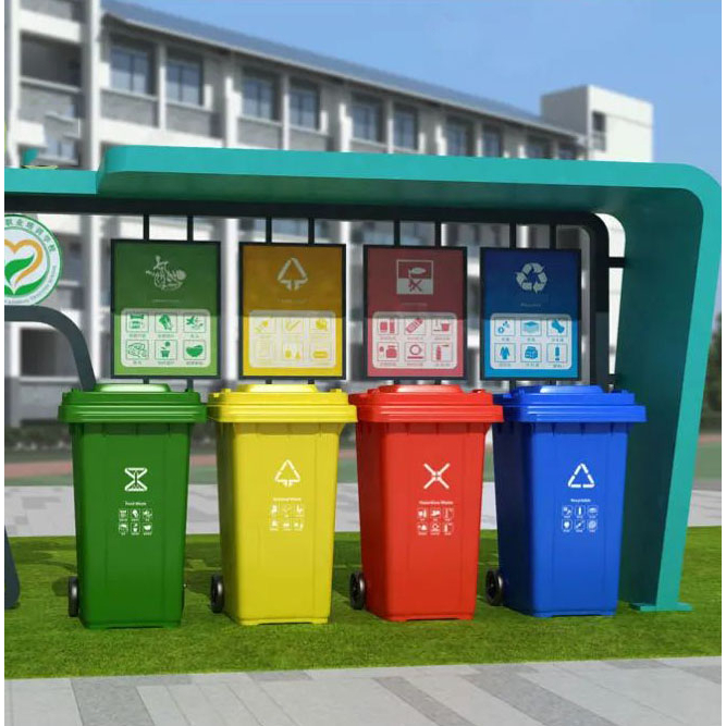 Outdoor sorting bin 240L-30L kitchen waste storage box park mall sorting garbage bin trash can ...