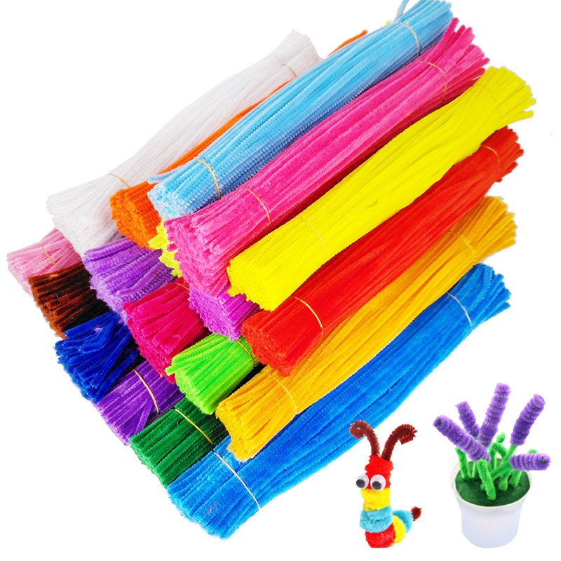100pcs DIY Basic Chenille Stems Glitter Pipe Cleaner Chenille Stem Art ...