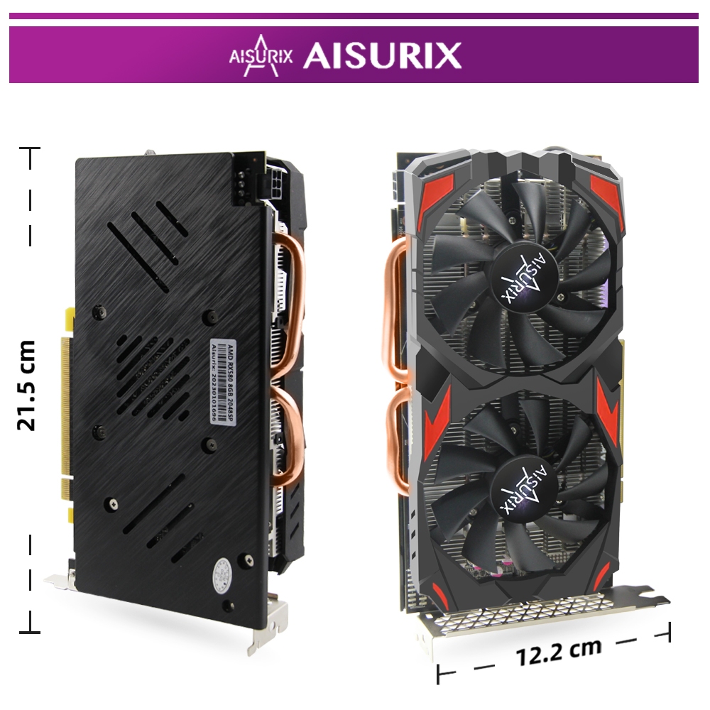 AISURIX Graphics Card RX 580 8GB GDDR5 256Bit 2084SP Computer GPU Video ...