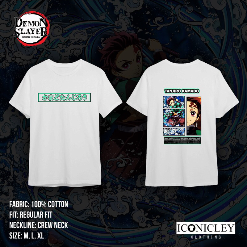 Anime Shirt - Unisex - Demon Slayer - White - Tanjiro Nezuko Kamado ...