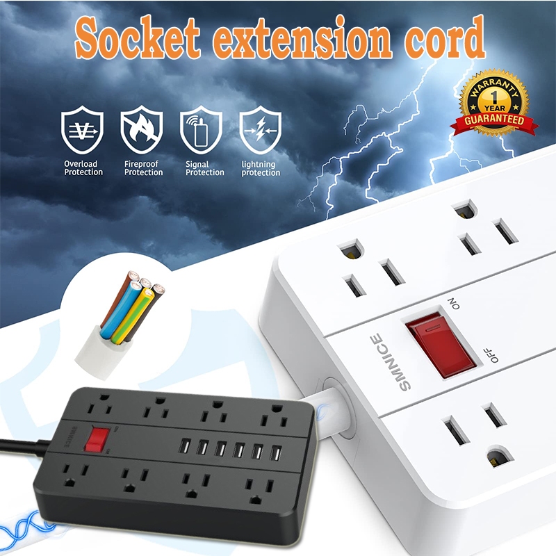 US Plug 3000W Power Socket Extension with USB Ports Jacks Universal ...