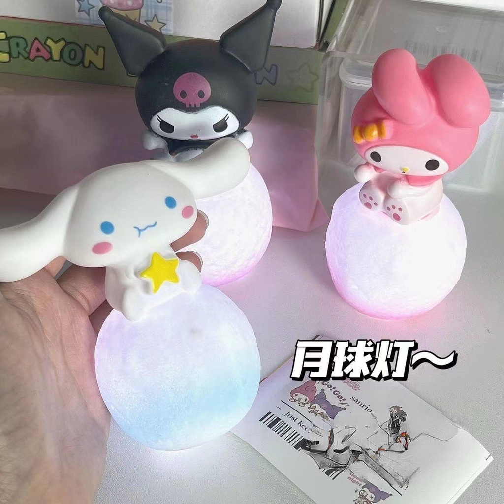 Kawaii 3D Sanrio Moon Night Light Cinnamoroll Kuromi Melody Figure ...