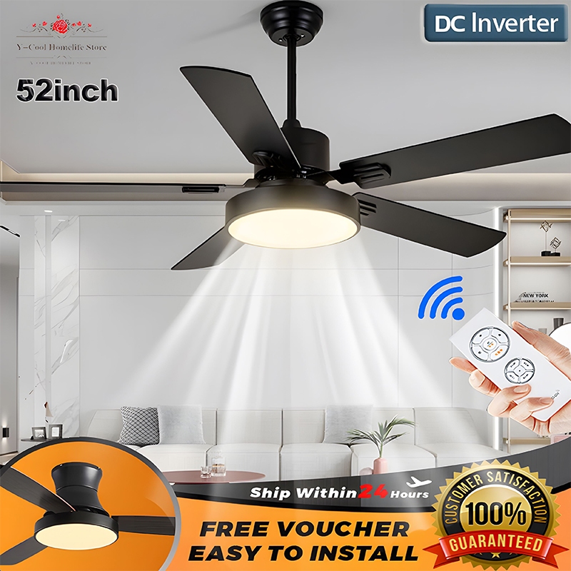 Nordic Ceiling Fan With Light Wood Chandelier Fan 6 Speed Remote Fan ...