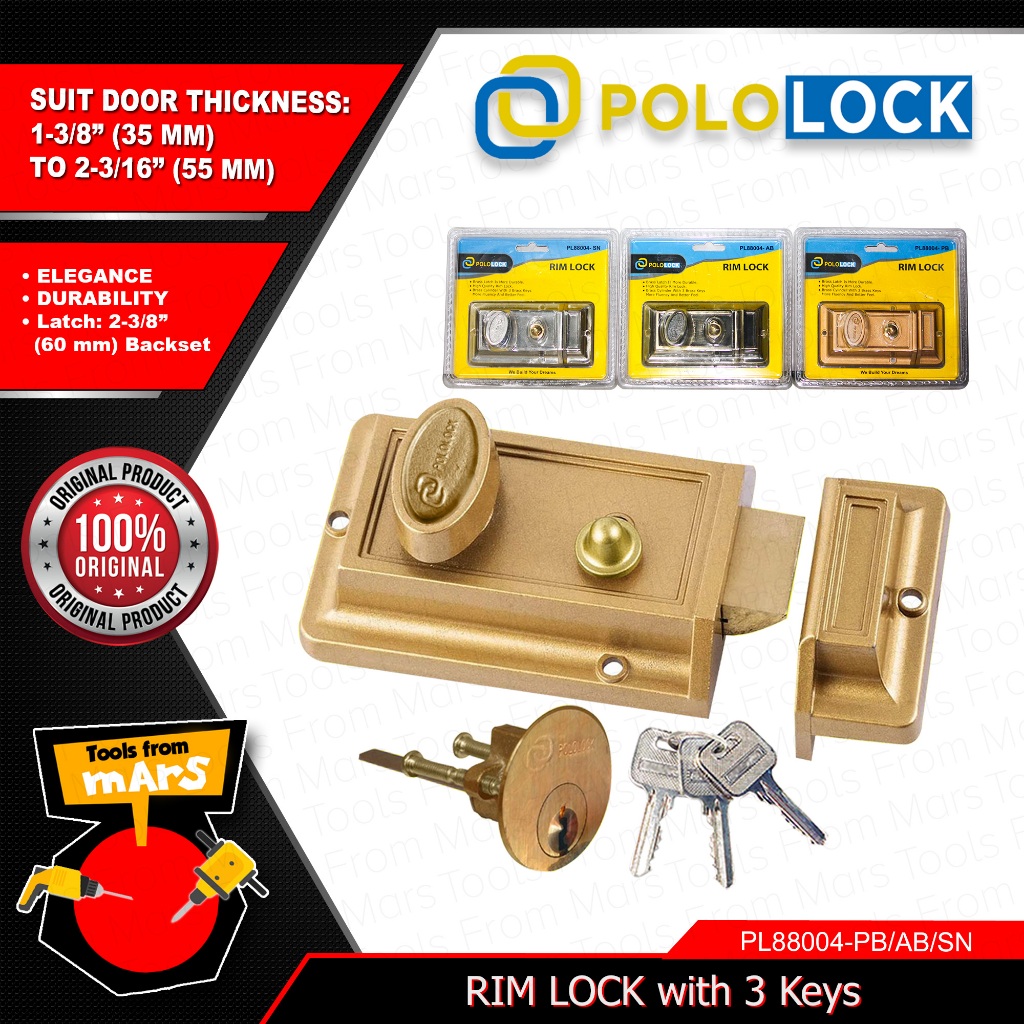Pololock 2-3/8 Inch Elegance Rim Lock Door Safety Sliding Deadlock ...