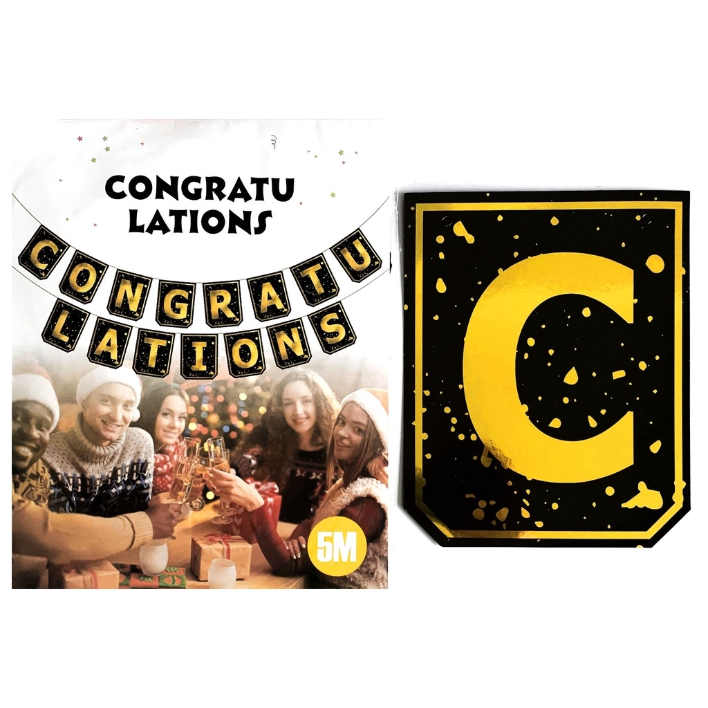 Congratulation Banner party decor Big Gold Letter Banner partyneeds ...