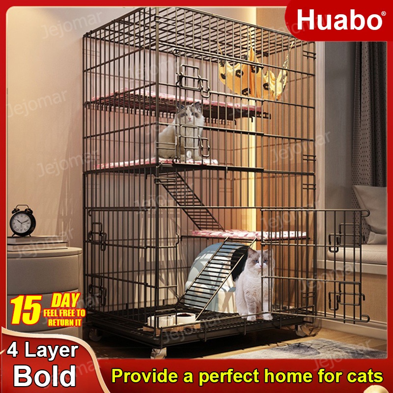 【Ready Stock】Cat Cage 4 Layer Heavy Duty Pet Cage Easy Assemble ...