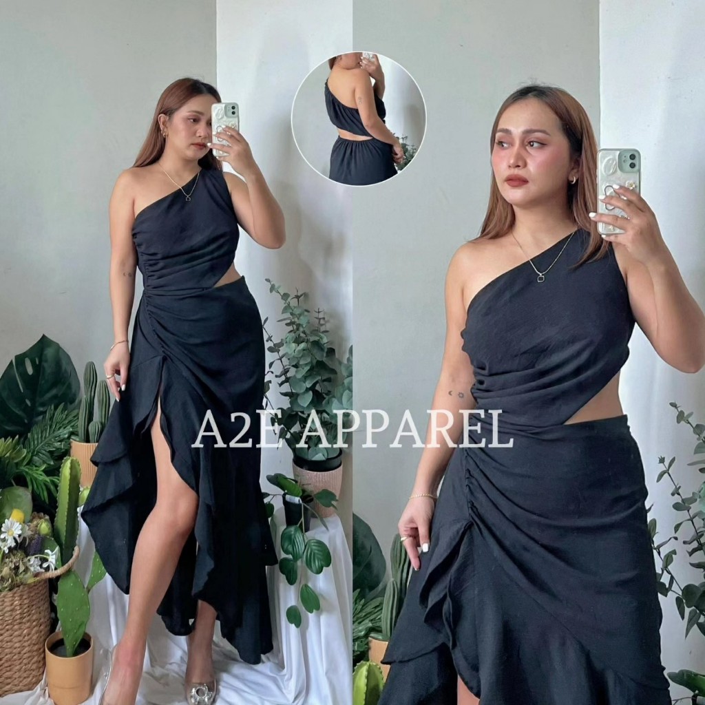 A2E | Fida Dress | Assymetrical One Side Ruffles Layered Cut Out Sexy ...