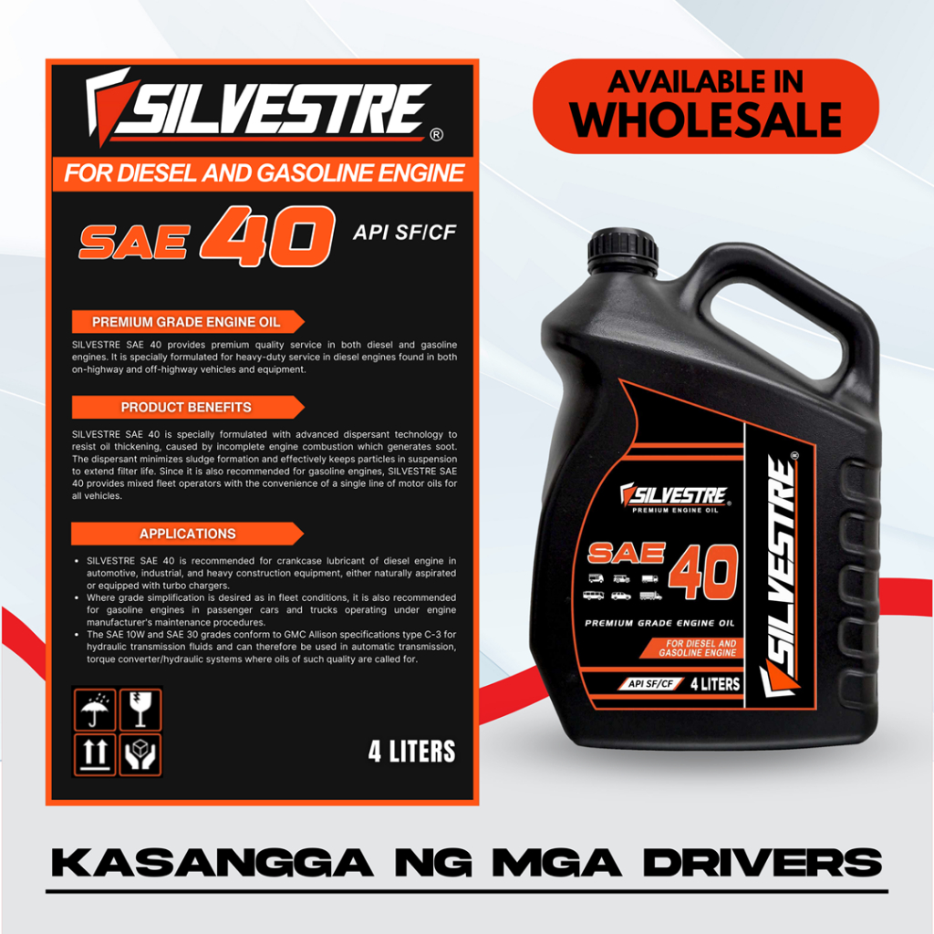 SILVESTRE SAE 40 Gas & Diesel Engine Oil (API SF/CF) 4 Liters | Shopee ...
