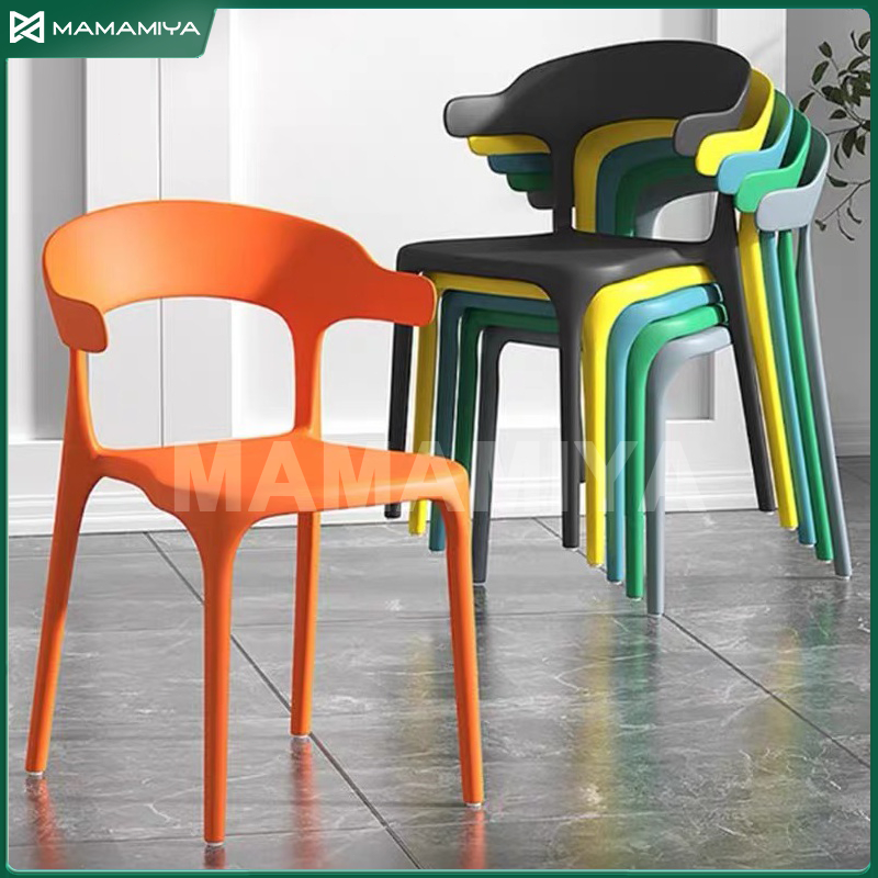 Nordic Plastic Horn Chair Minimalist Stackable Household Restaurant ...