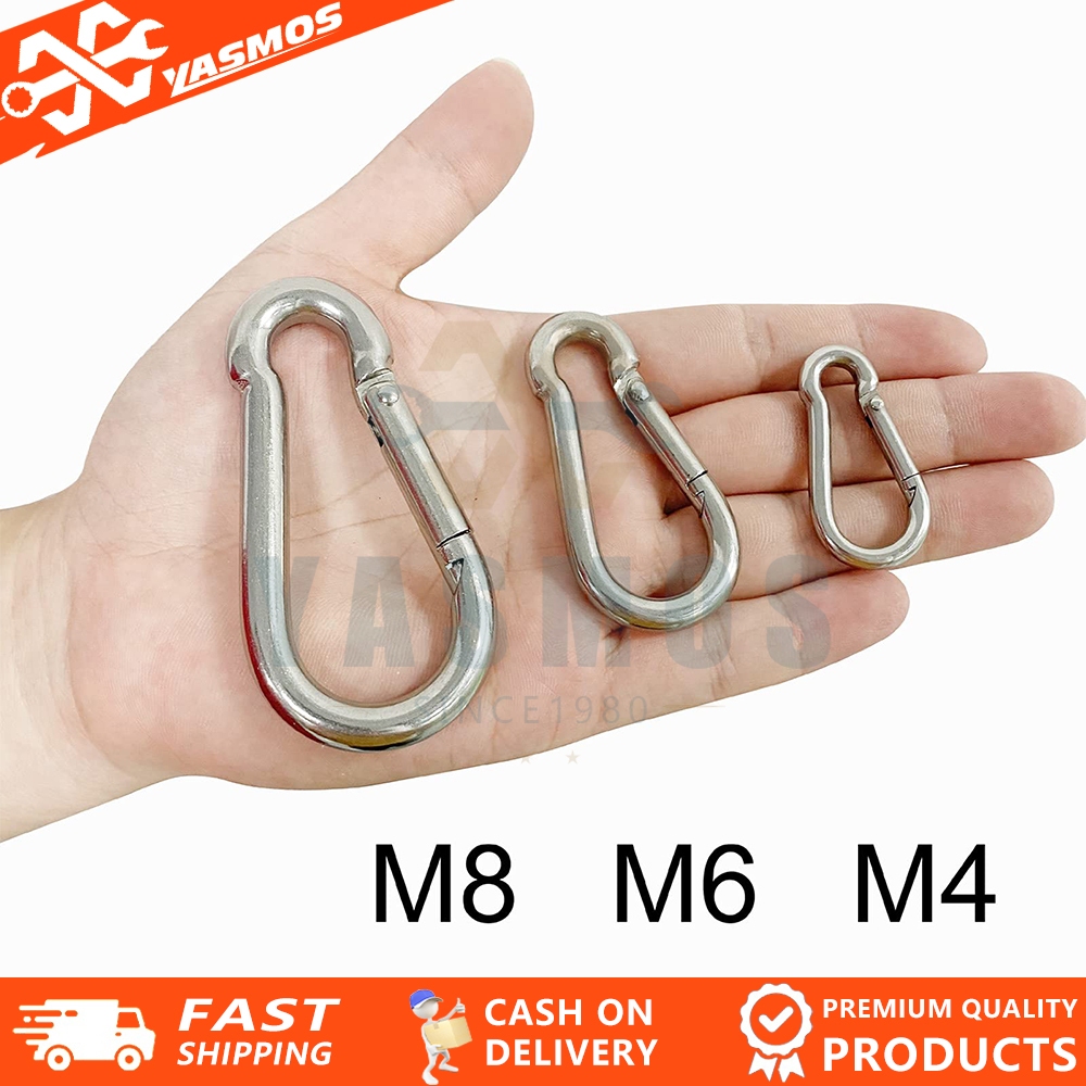 Heavy duty Carabiner Clip Spring-Snap Hook D-Ring 4mm 5mm 6mm 7mm ...