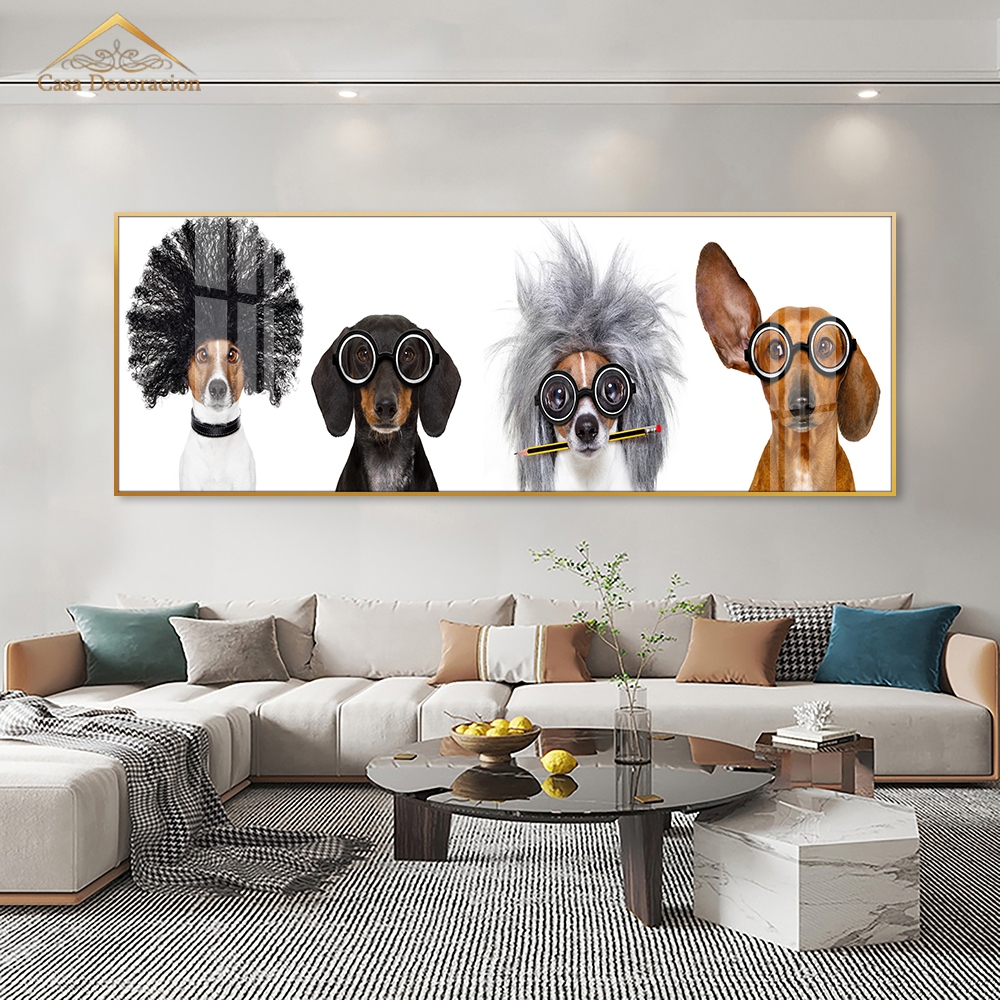 DOGS HORIZONTAL FRAME Wall Painting Wall Decor (50x140cm) | Shopee ...