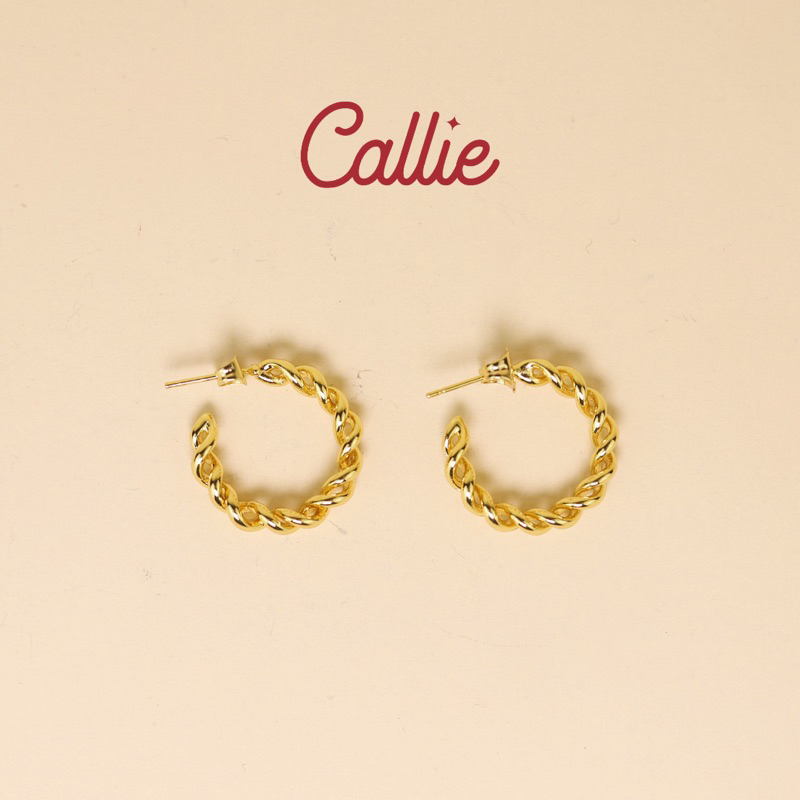 Callie Chunky Collection 14k Gold Plated Lou Twisted Hoop Stud Earrings ...