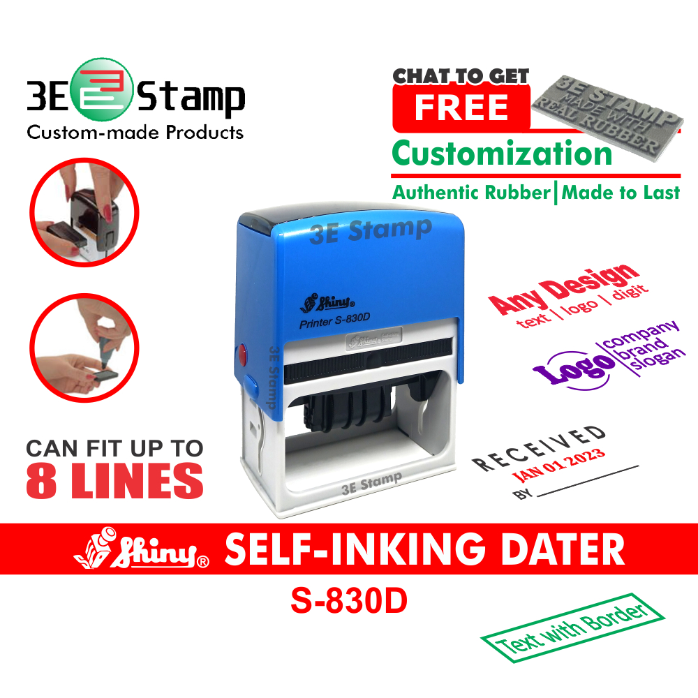 3E STAMP Shiny 830D / S830D / S-830D Self inking Dater Stamp for Certified Stamp | Shopee ...