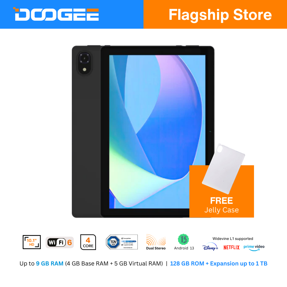 DOOGEE U10 Tablet | 10.1" IPS HD Display | Quad Core RK3562 | Android 13 | 9GB (4+5GB) RAM+128GB ...