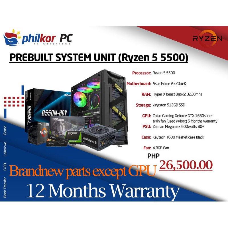 Prebuilt system unit (ryzen 5 5500) | Shopee Philippines