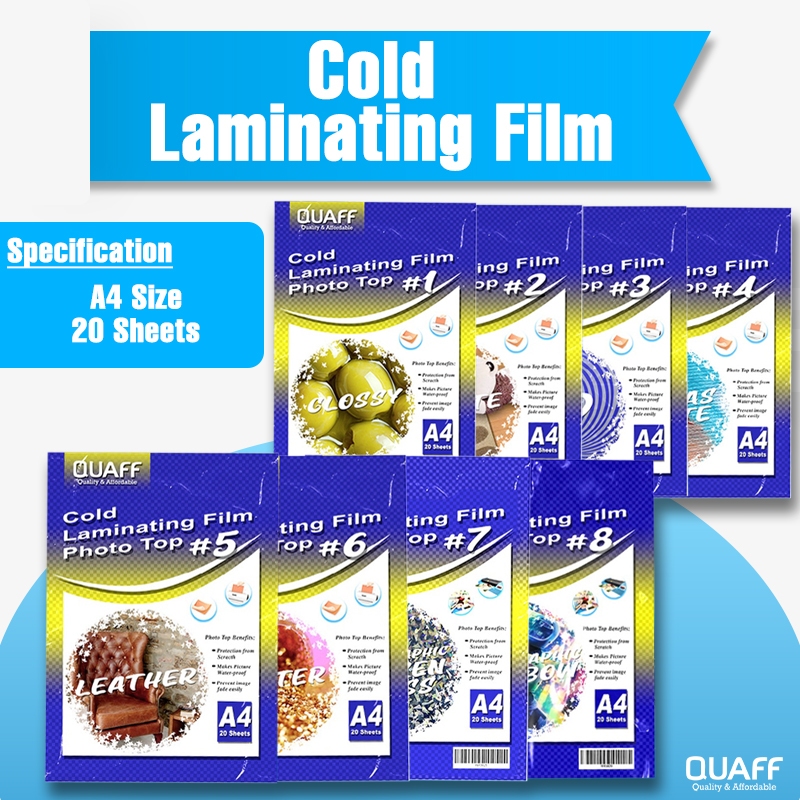 QUAFF Photo Top Cold Laminating Film A4 Size 216x303mm 80micron (20 ...