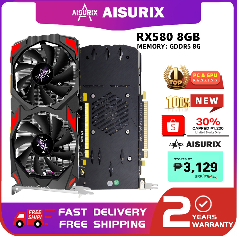 AISURIX RX580 8G 100% NEW Graphics Cards AMD GDDR5 GPU RX 580 8GB ...