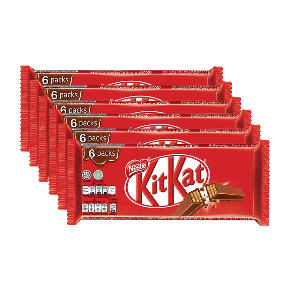 KitKat 2 Finger Milk Chocolate Bar Flowrap 6-Pack 17g - Pack of 6 ...