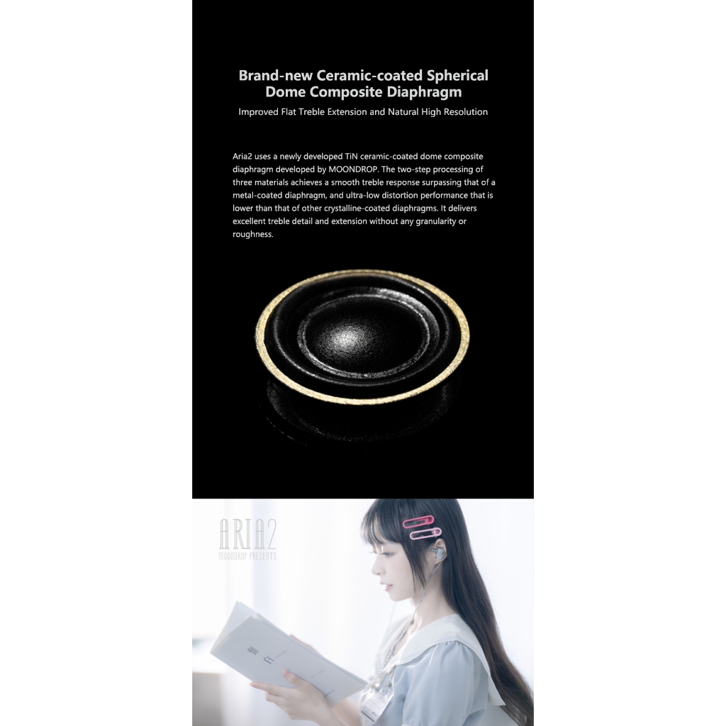 Moondrop Aria 2 II Full-Field Ceramic Coated Dome Dynamic Driver Alloy ...