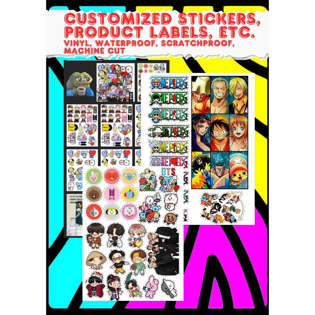 CUSTOMIZED VINYL STICKERS, A4 SIZE, LAMINATED, WATER PROOF, SCRATCH ...