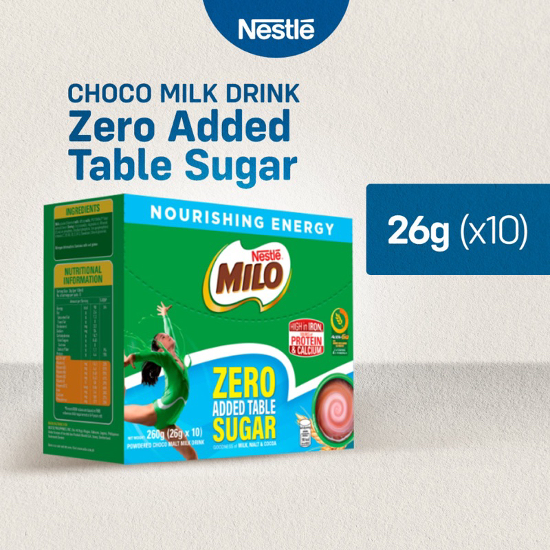 Milo Zero Added Table Sugar Powdered Choco Malt Milk Drink 26g - Pack ...