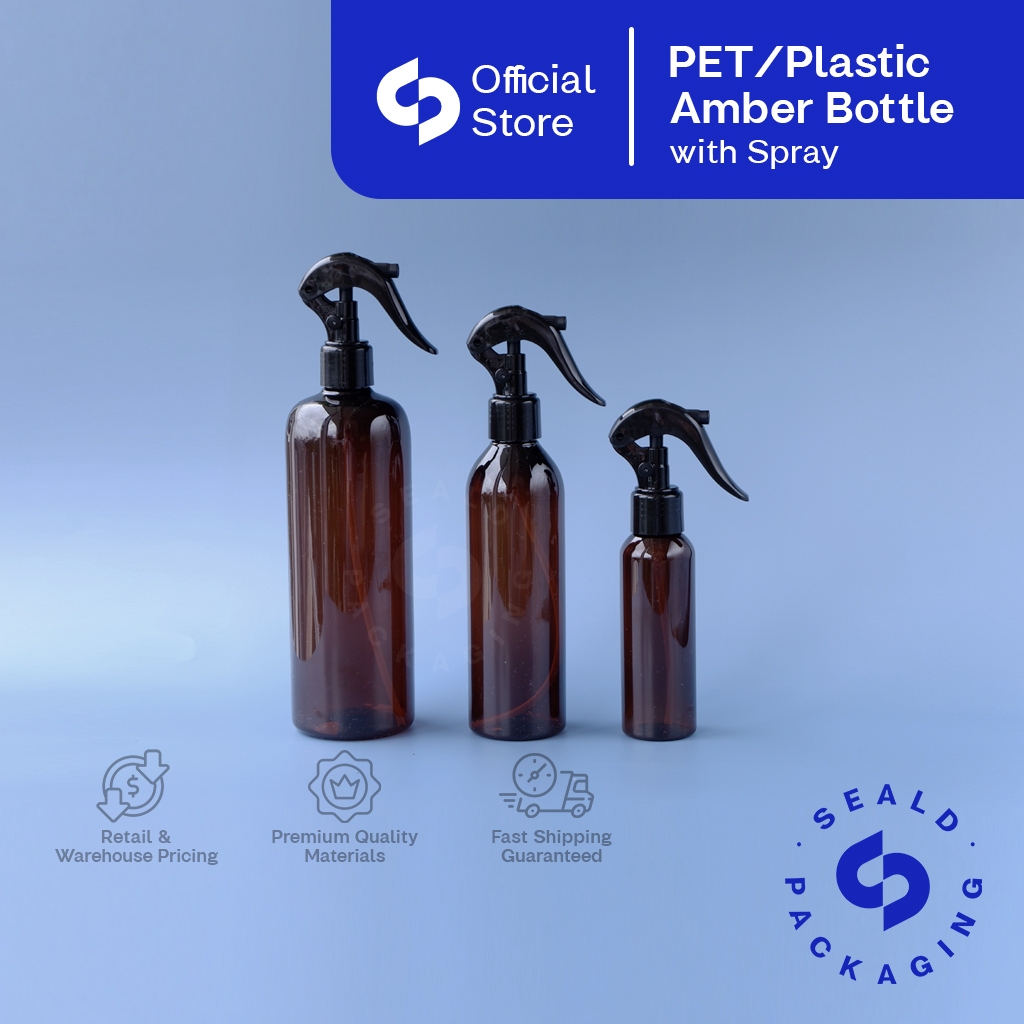 PET Plastic Amber Cylinder Bottle Spray | Shopee Philippines
