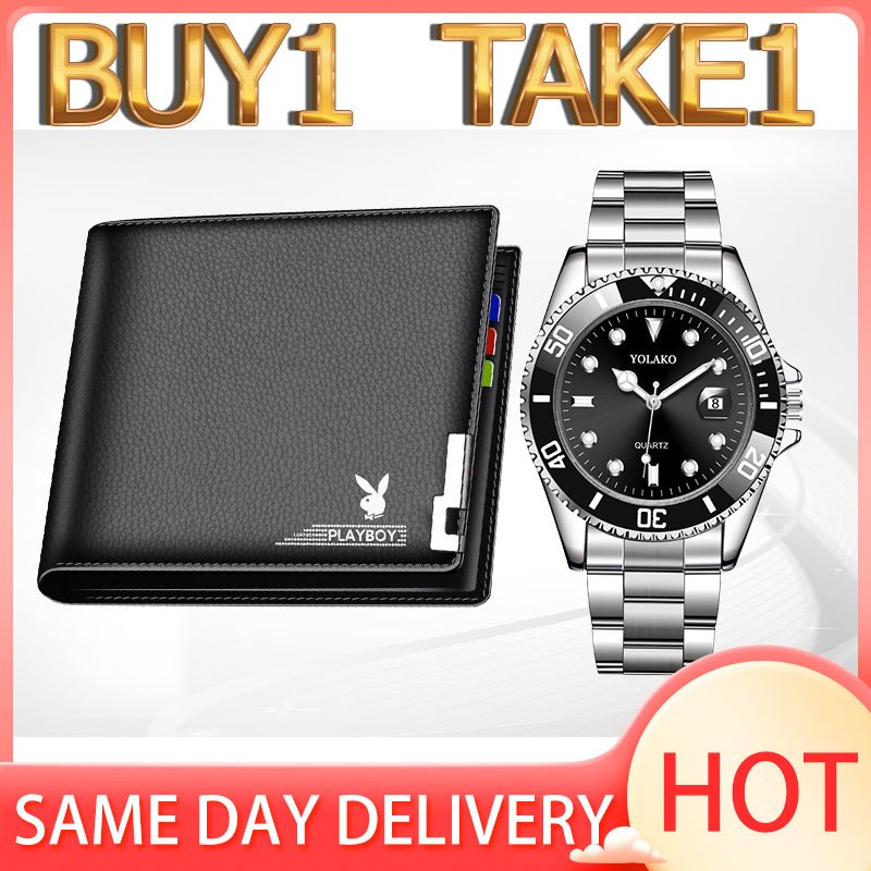 Men's high-end leather short wallet with metal edge decoration and ...