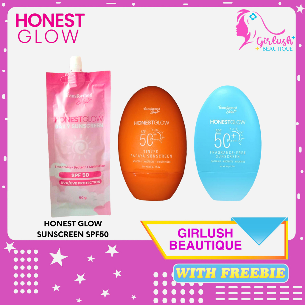 Honest Glow Daily Sunscreen SPF50, Tinted Papaya Sunscreen SPF50 ...