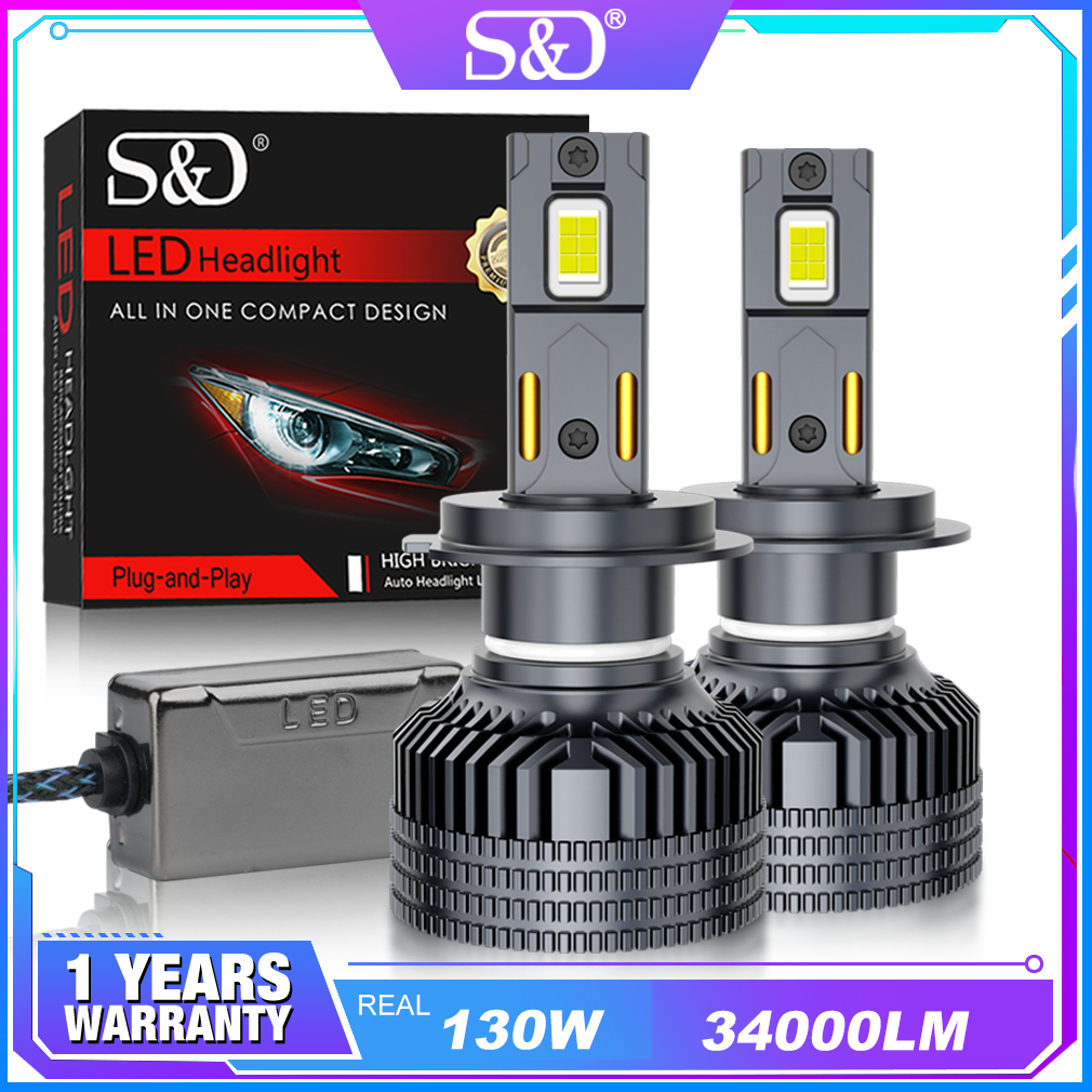 S&D 2pcs 130w Car truck Headlight H4 LED H1 H7 H11 9005 Hb3 9006 Hb4 6500k 12-24v Super Bight ...