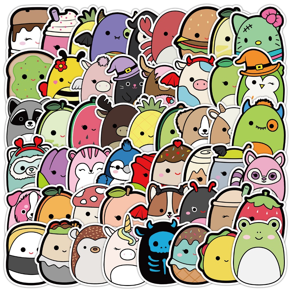 50pcs Cute Cartoon Characters Sticker Set Waterproof Kawaii Stickers ...