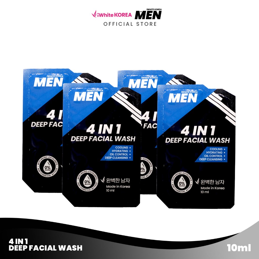 MEN by iWhite Korea 4in1 Deep Facial Wash Sachet 10ml x 4pcs | Shopee ...