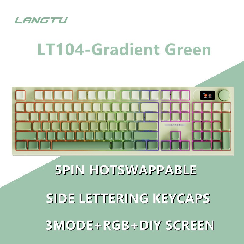 LANGTU LT104 Mechanical keybaord RGB backlit Hotswap Knob DIY Screen ...