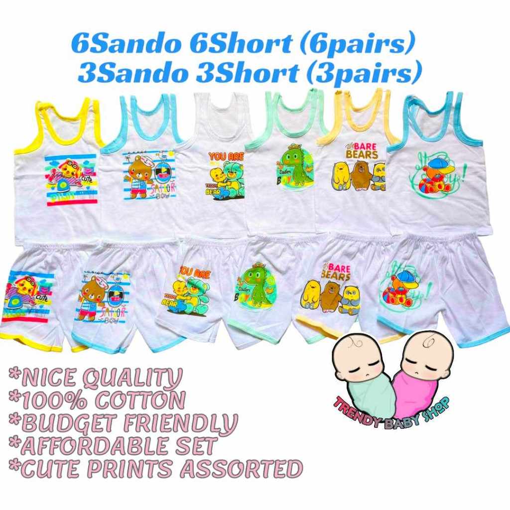1DOZEN 6PAIRS COTTON BABY BOY SANDO TERNO 0-6MOS COTTON MALL QUALITY ...