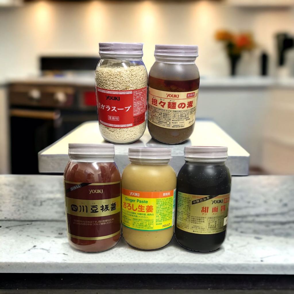 CMH YOUKI Shisen tobanjan (spicy chili bean paste),Ginger Paste,Tanatamen Soup ,Tenmen Jan 1kg ...