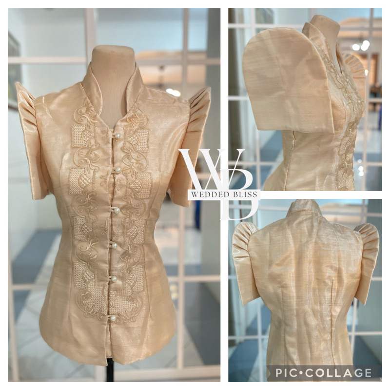 Mary Ladies Barong Filipiniana — Chinese Collar Mestiza Sleeves ...
