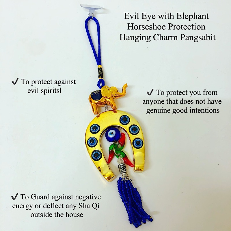 Evil Eye with Elephant Horseshoe Protection Hanging Charm Pangsabit ...