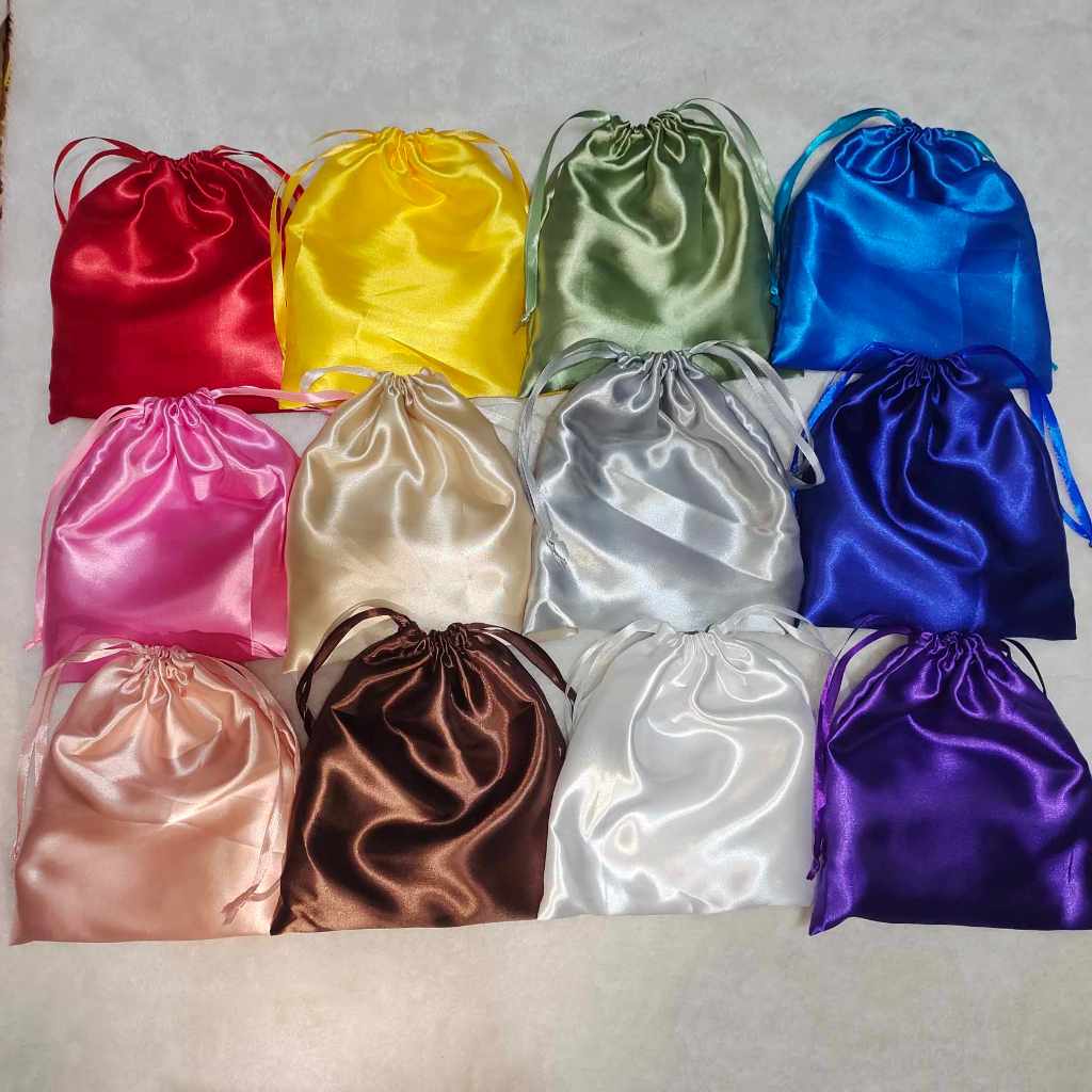 JA 2X2" 2X4" 3X5" Colored Silk Satin Fabric Pouches Jewelry Packing Bag ...