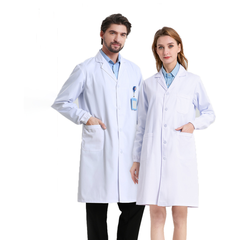 Lab Gown Unisex Lab Coat Long Sleeve White Laboratory Clothing Medical ...