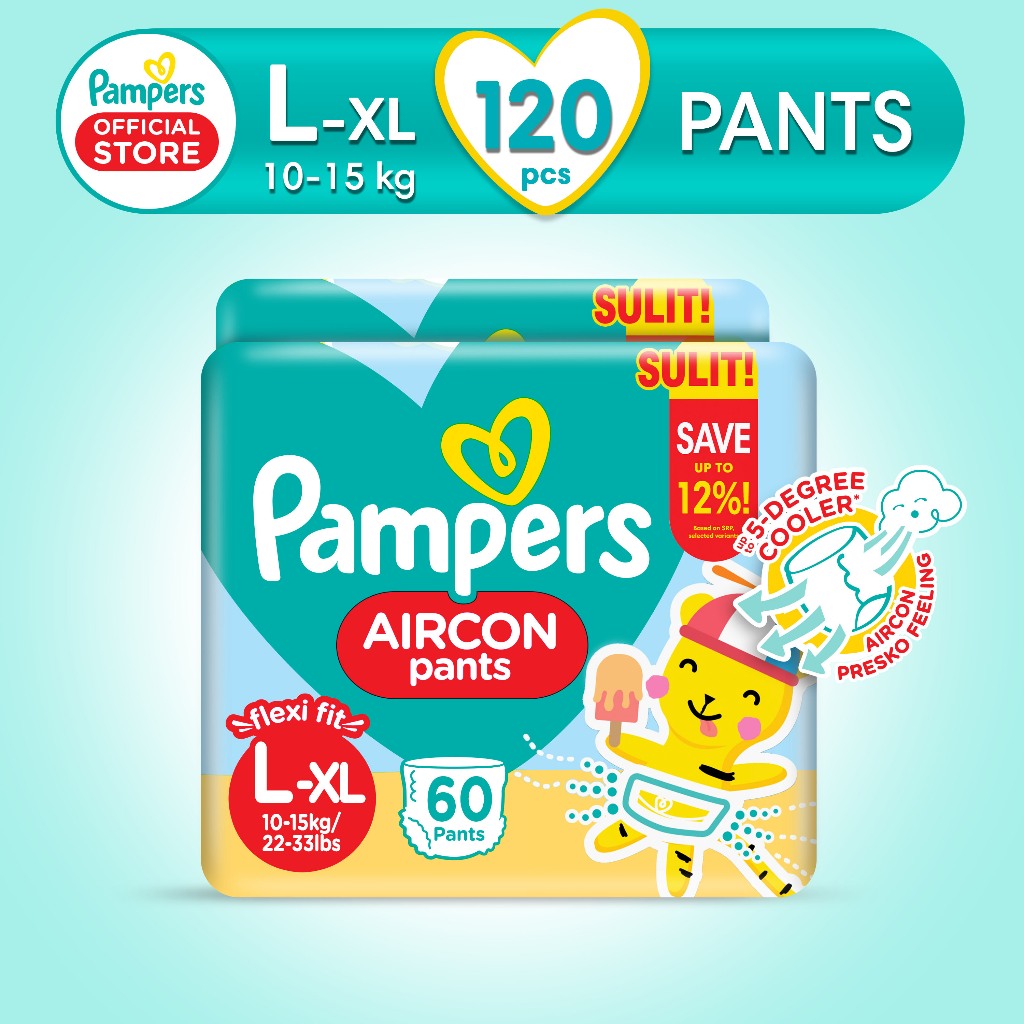 Pampers Aircon Pants Diapers Large 60s x 2 packs (120 pcs) | Shopee ...