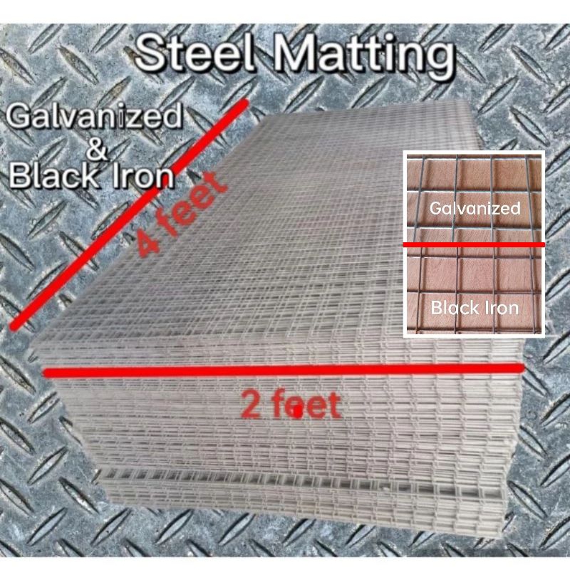 Galvanized Iron & Black Iron Steel Matting 3.5mm and 2.5mm Sold per 2ftx4ft 2x2 hole 2ftx2ft ...