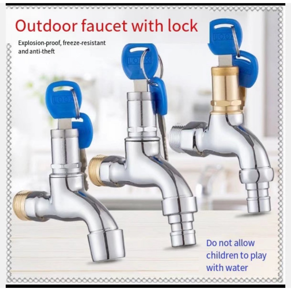 Anti-Theft Faucet Water Tap With Lock Key Alloy Key Switch Kitchen ...