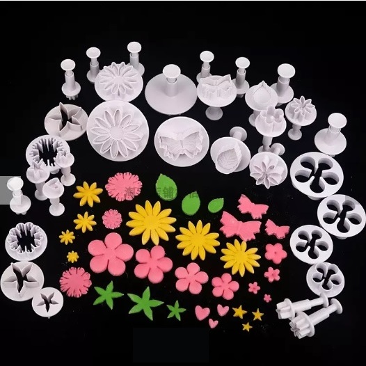 Cutter Plunger Set Fondant cutters Rose Calyx Carnation fam Flower star ...