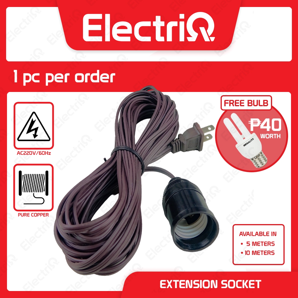 [FREE 1 PC BULB] Electriq Lamp Socket Pure Copper Bulb Socket Holder ...