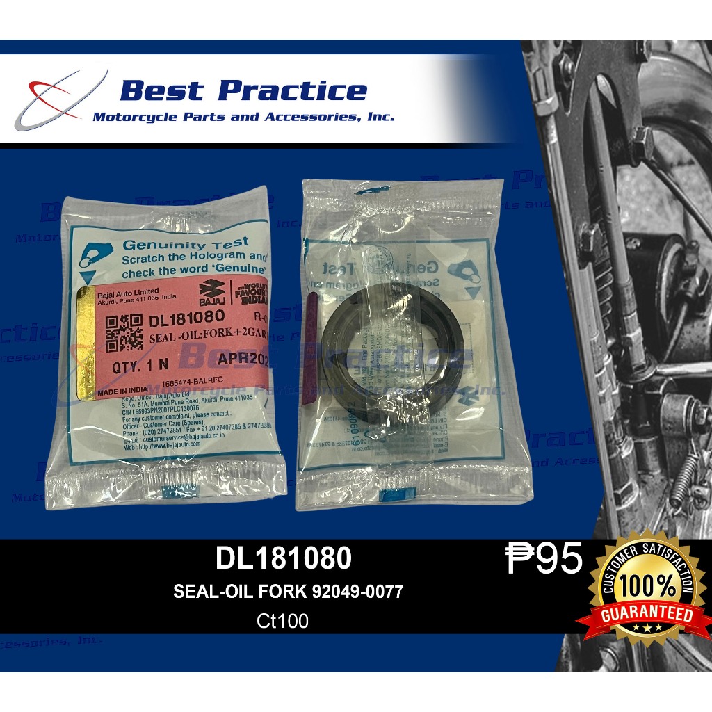 BAJAJ Front Fork Oil Seat CT100 Genuine DL181080 | Shopee Philippines